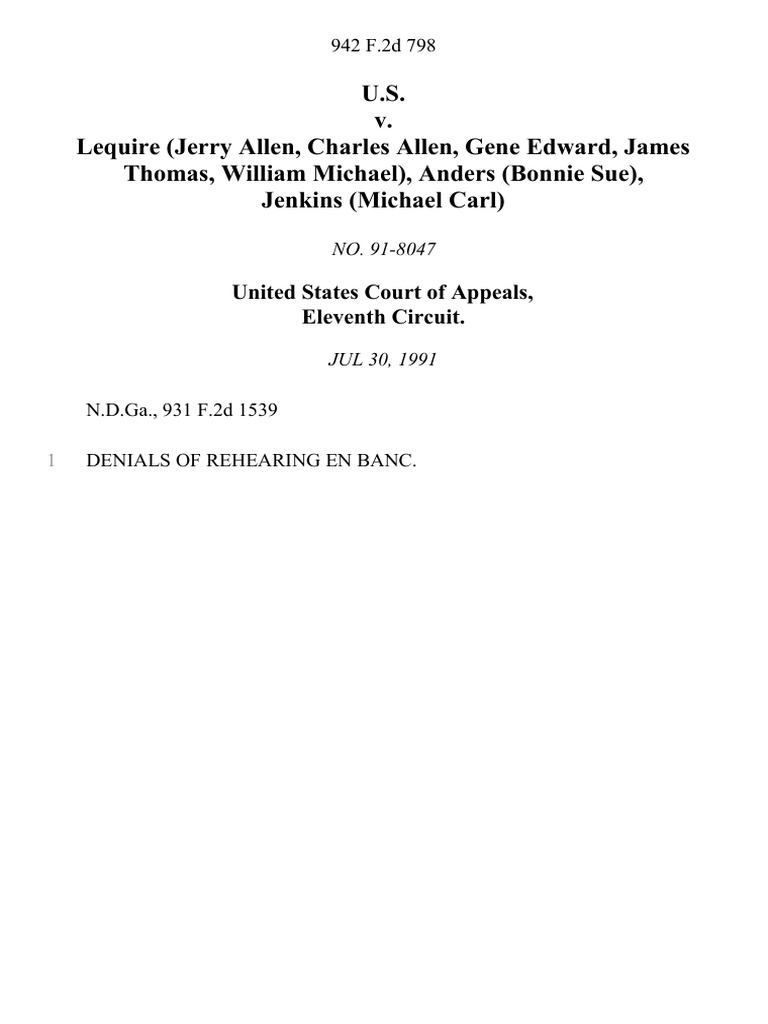 U.S. v. Lequire: Rehearing Denied | PDF