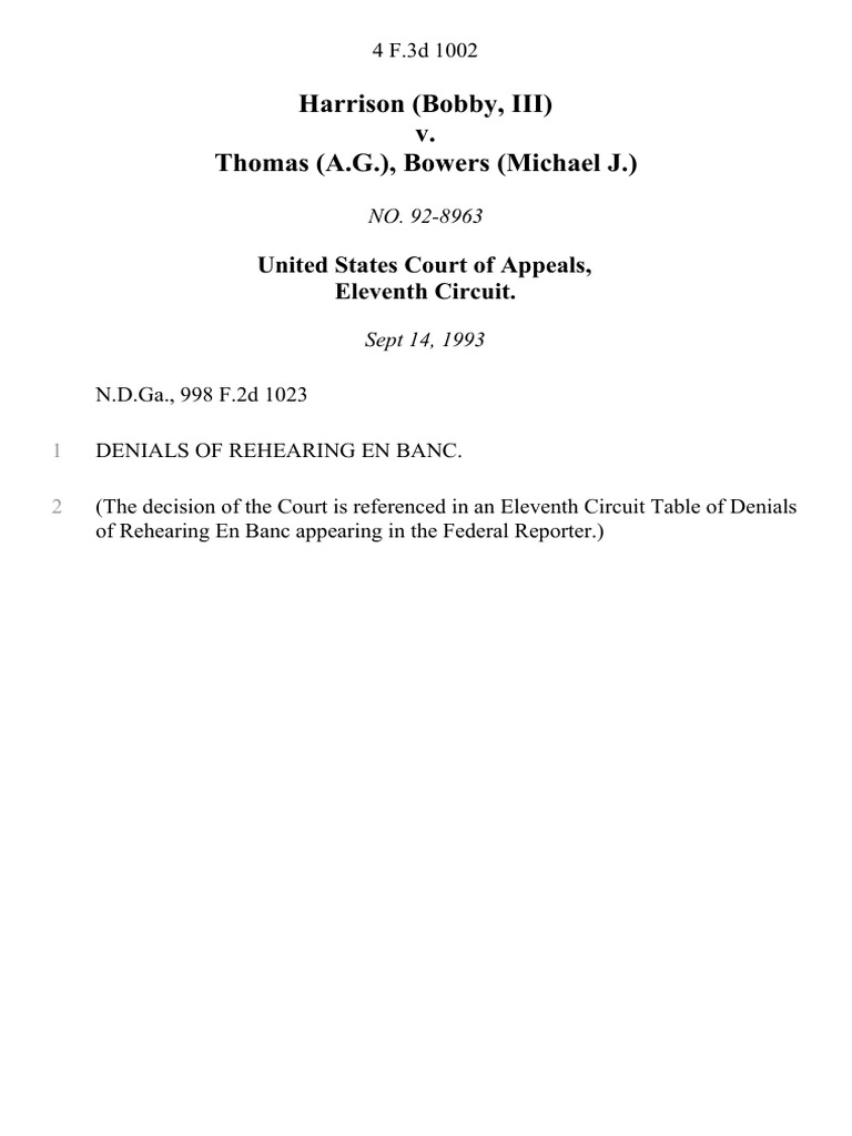 Harrison (Bobby, Iii) v. Thomas (A.g.), Bowers (Michael J.), 4 F.3d ...