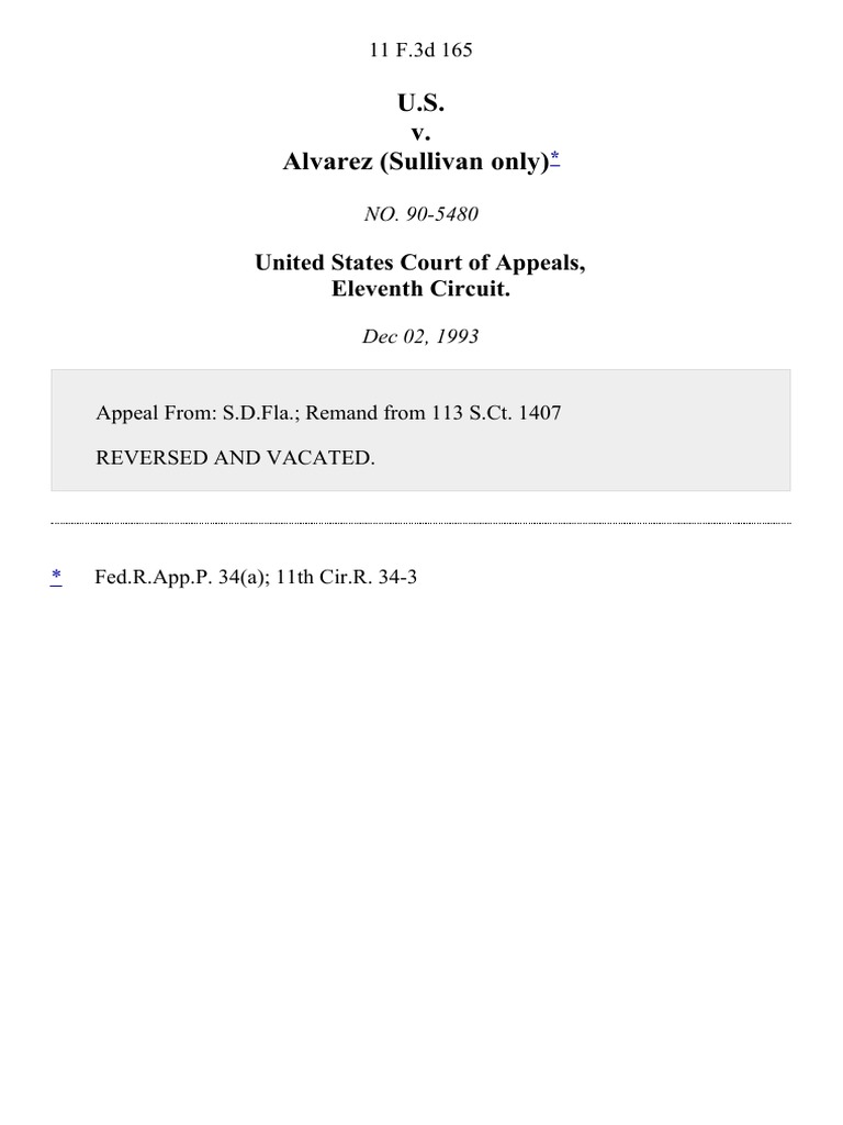 United States v. Alvarez (Sullivan Only), 11 F.3d 165, 11th Cir. (1993 ...