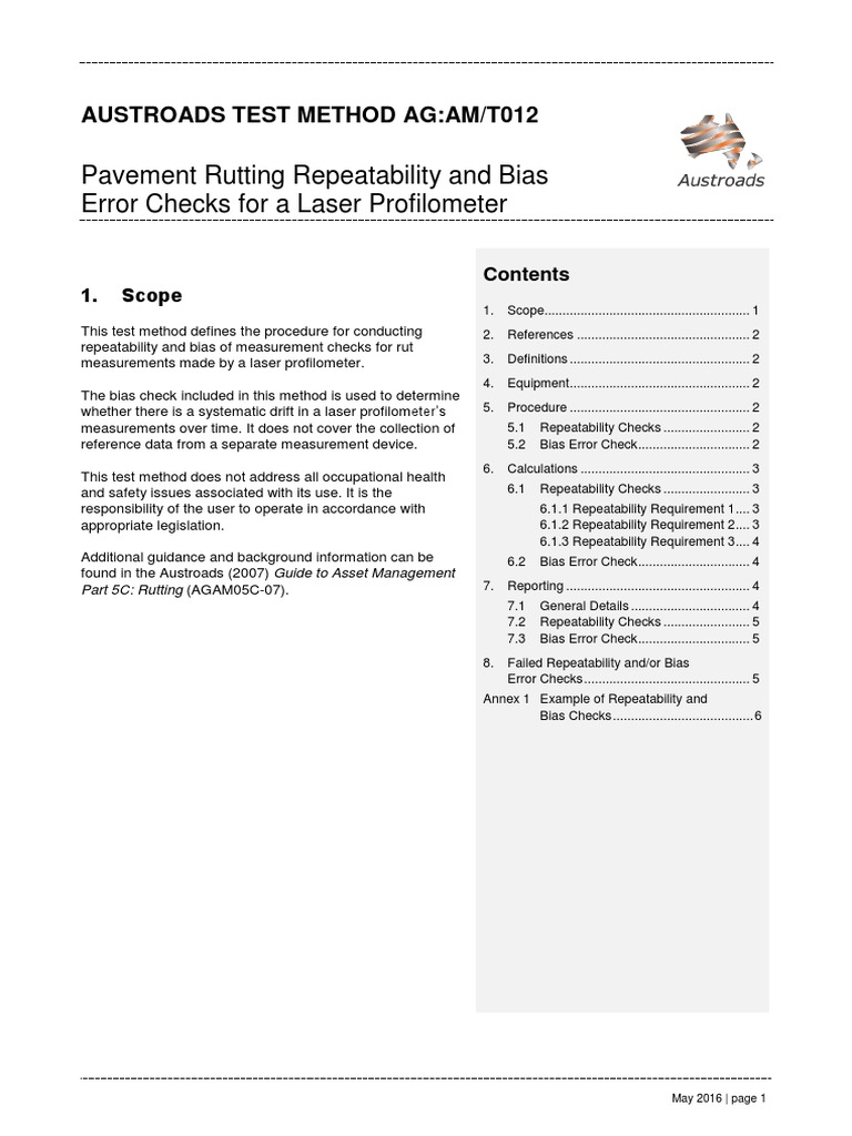 AGAM-T012-16 Pavement Rutting Repeatability Bias Error-Checks Inertial ...