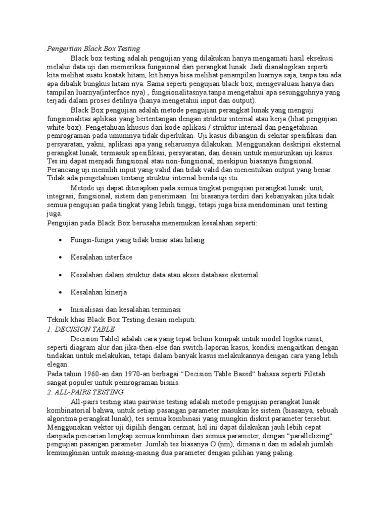Pengertian dan Metode Black Box Testing | PDF | Metode & Bahan Ajar ...