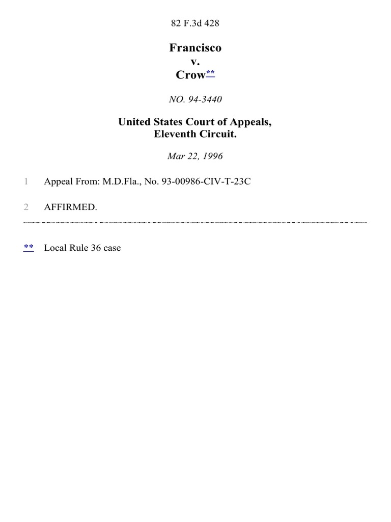 Francisco v. Crow, 82 F.3d 428, 11th Cir. (1996) | PDF
