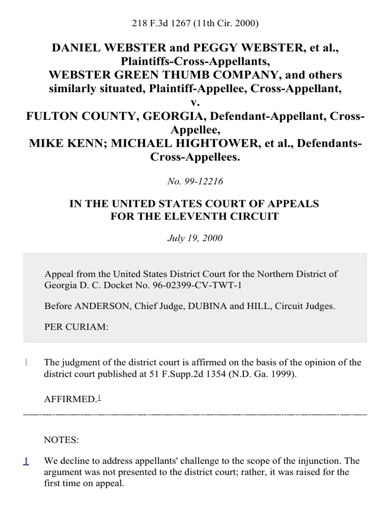 Daniel Webster v. Fulton County, Georgia, 218 F.3d 1267, 11th Cir ...
