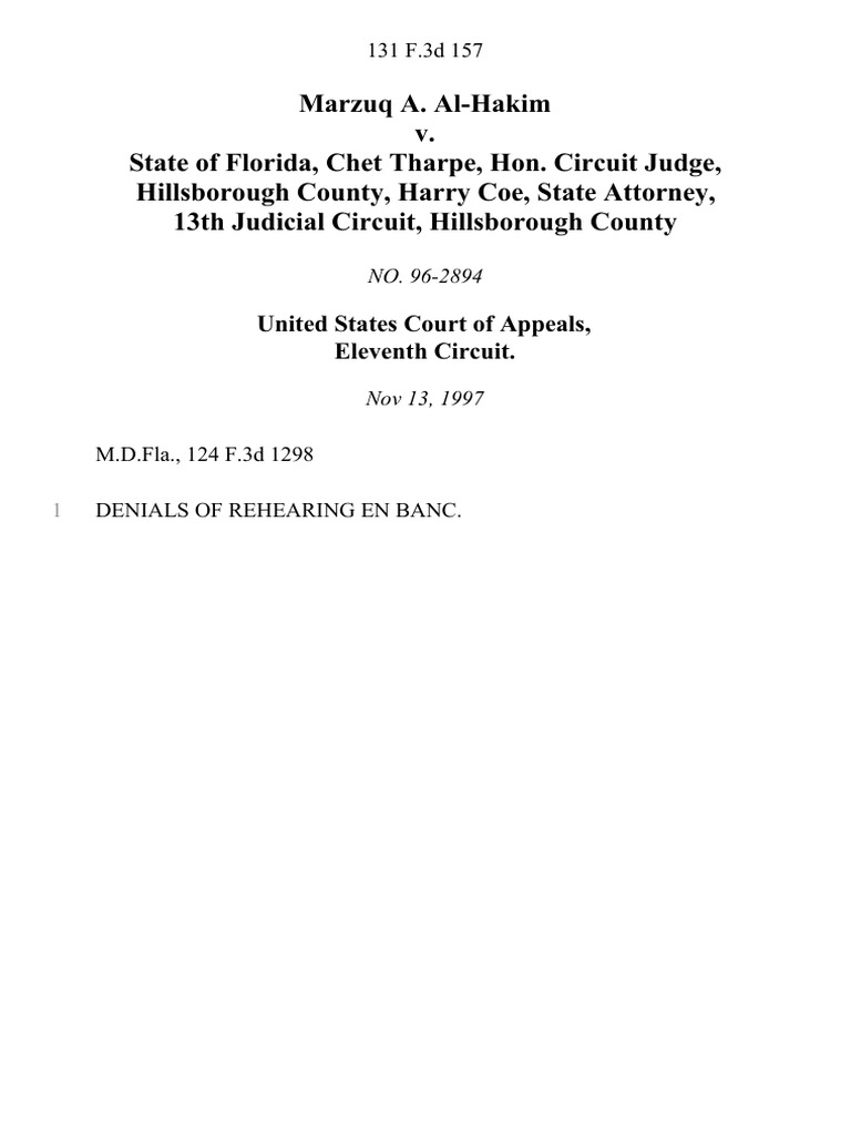 Marzuq A. Al-Hakim v. State of Florida, Chet Tharpe, Hon. Circuit Judge ...