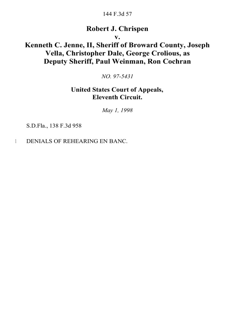 Robert J. Chrispen v. Kenneth C. Jenne, Ii, Sheriff of Broward County ...
