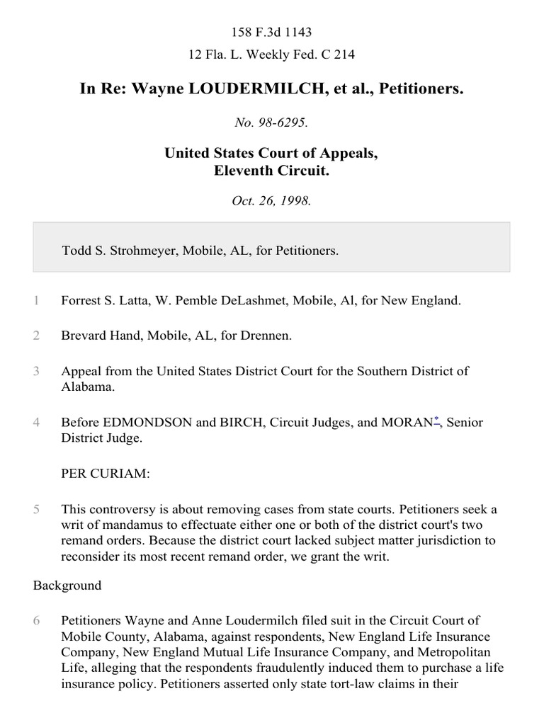 In Re: Wayne Loudermilch, 158 F.3d 1143, 11th Cir. (1998) | PDF ...