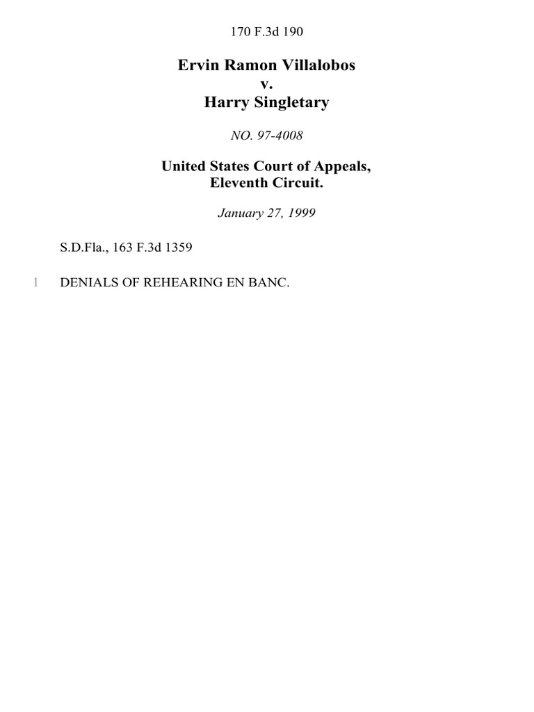 Villalobos v. Singletary: Denial of Rehearing | PDF