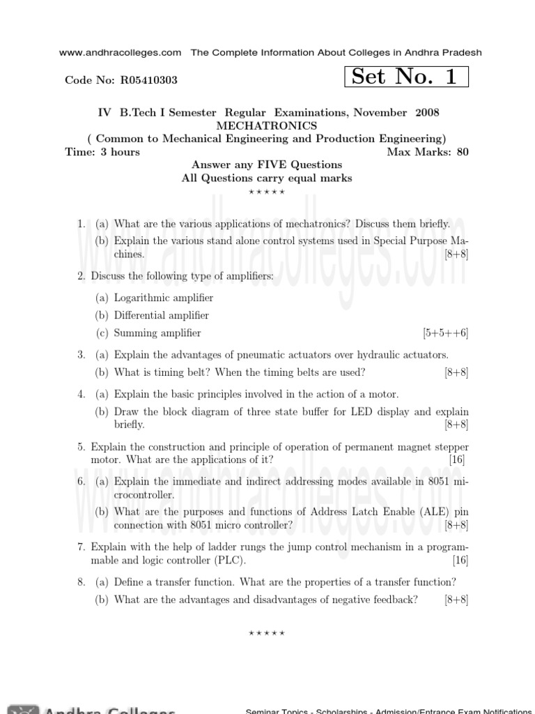 R05410303 Mechatronics | PDF | Programmable Logic Controller | Computer Engineering