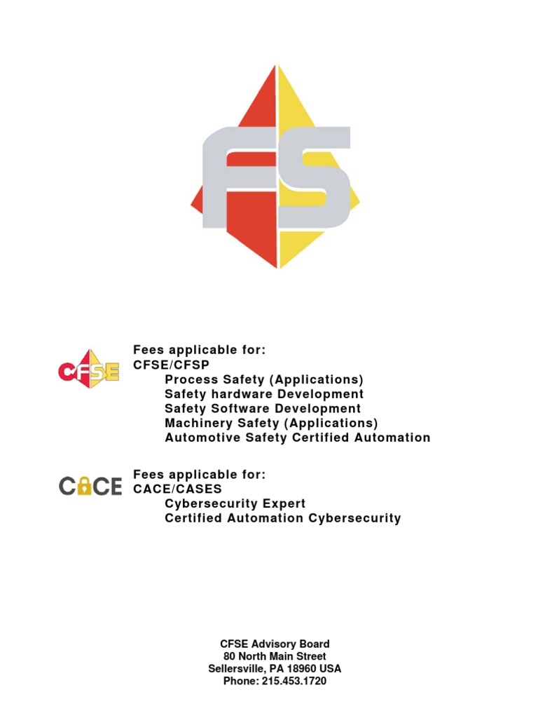 CFSE/CFSP Certification Fees Guide | PDF