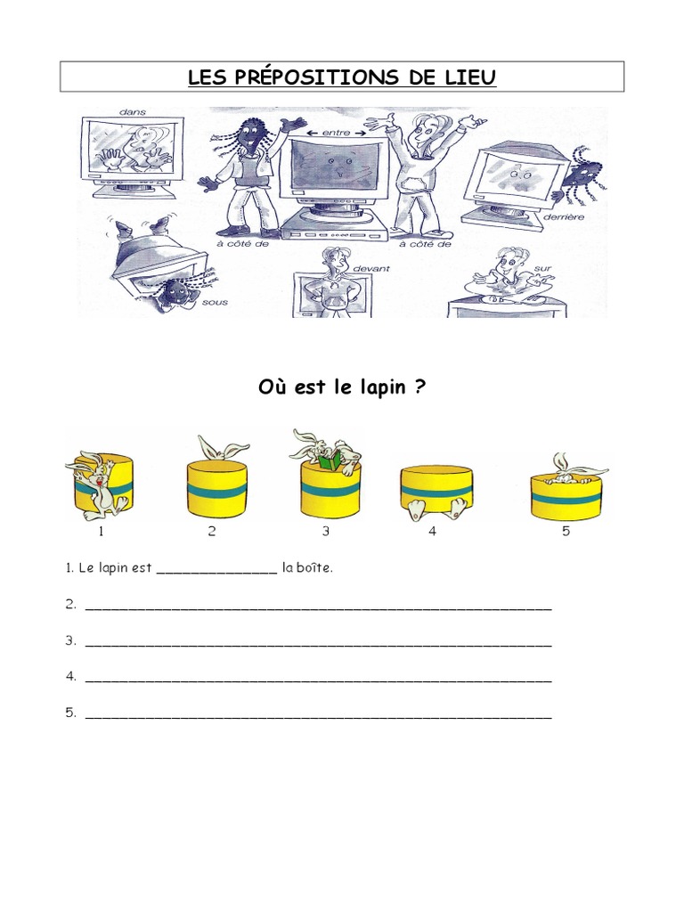 Prépositions de Lieu: Lapin et Souris | PDF