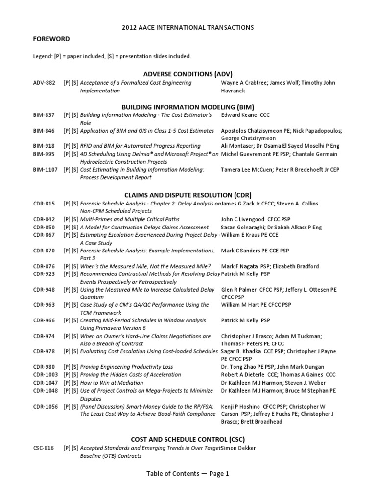 2012 AACEi Transactions | PDF | Building Information Modeling | Risk ...