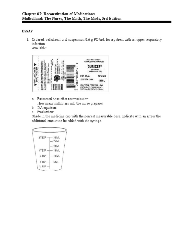 Chapter 07: Reconstitution of Medications Mulholland: The Nurse, The ...