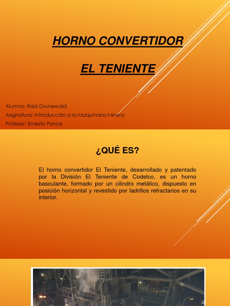 Horno Convertidor El Teniente | PDF | Cobre | Hierro