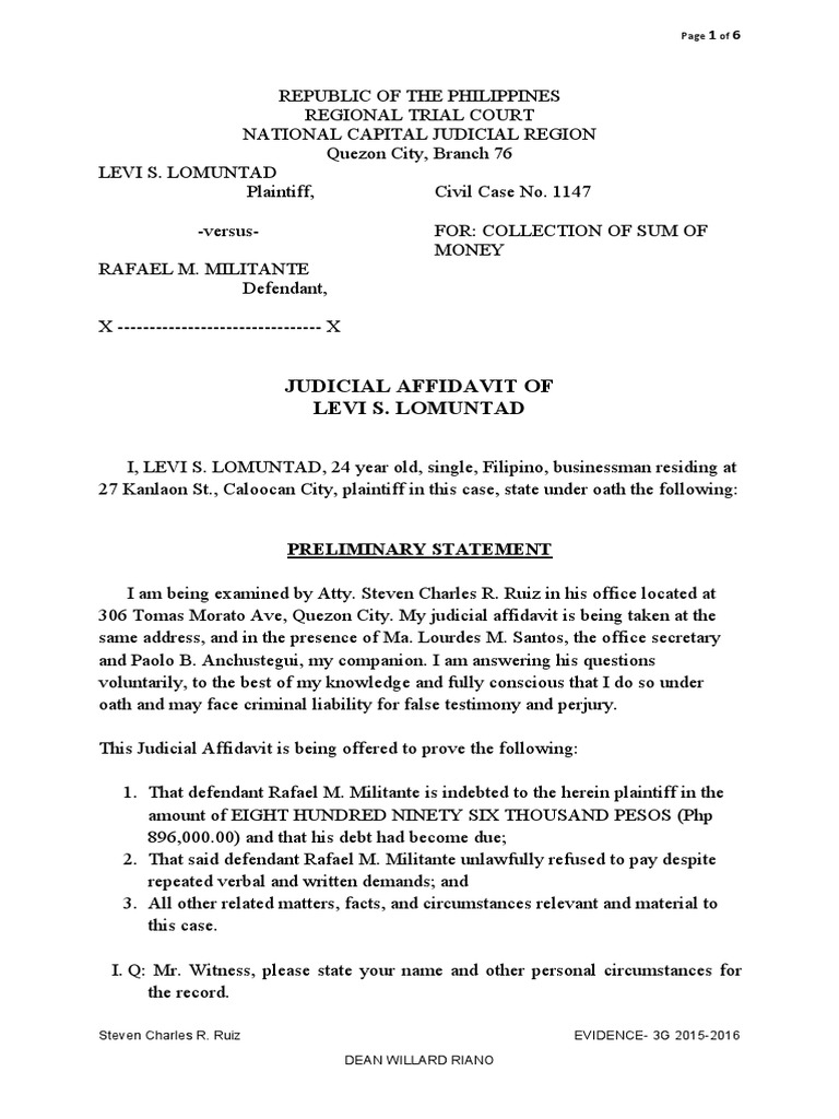 Judicial Affidavit | PDF | Perjury | Affidavit