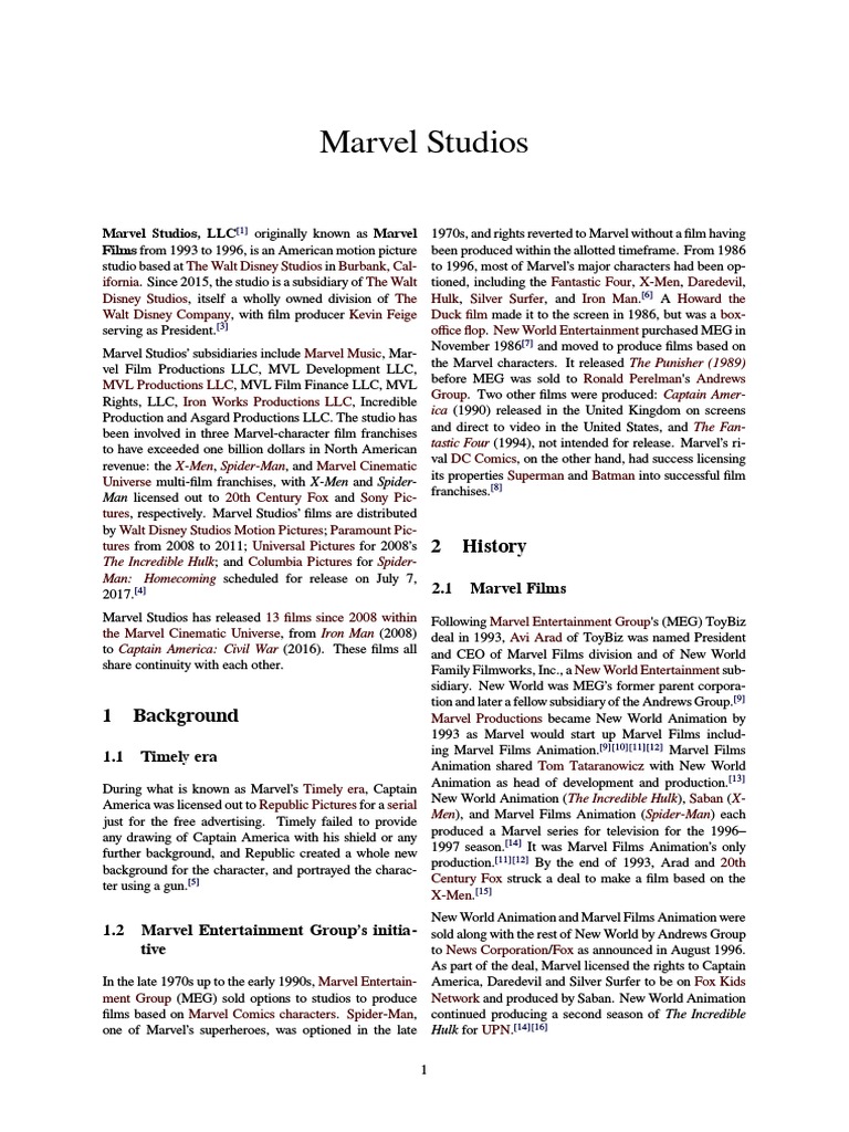Marvel Studios | PDF | Marvel Comics | Media Companies Of The United States