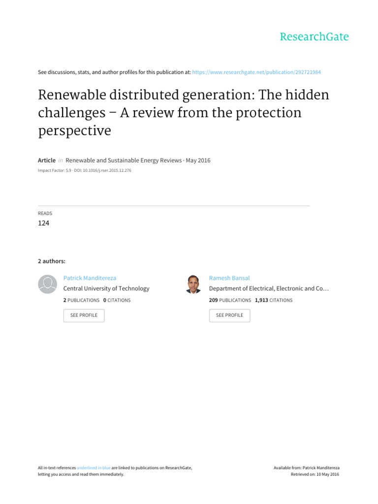 Renewable Distributed Generation - The Hidden Challenges | PDF | Solar ...