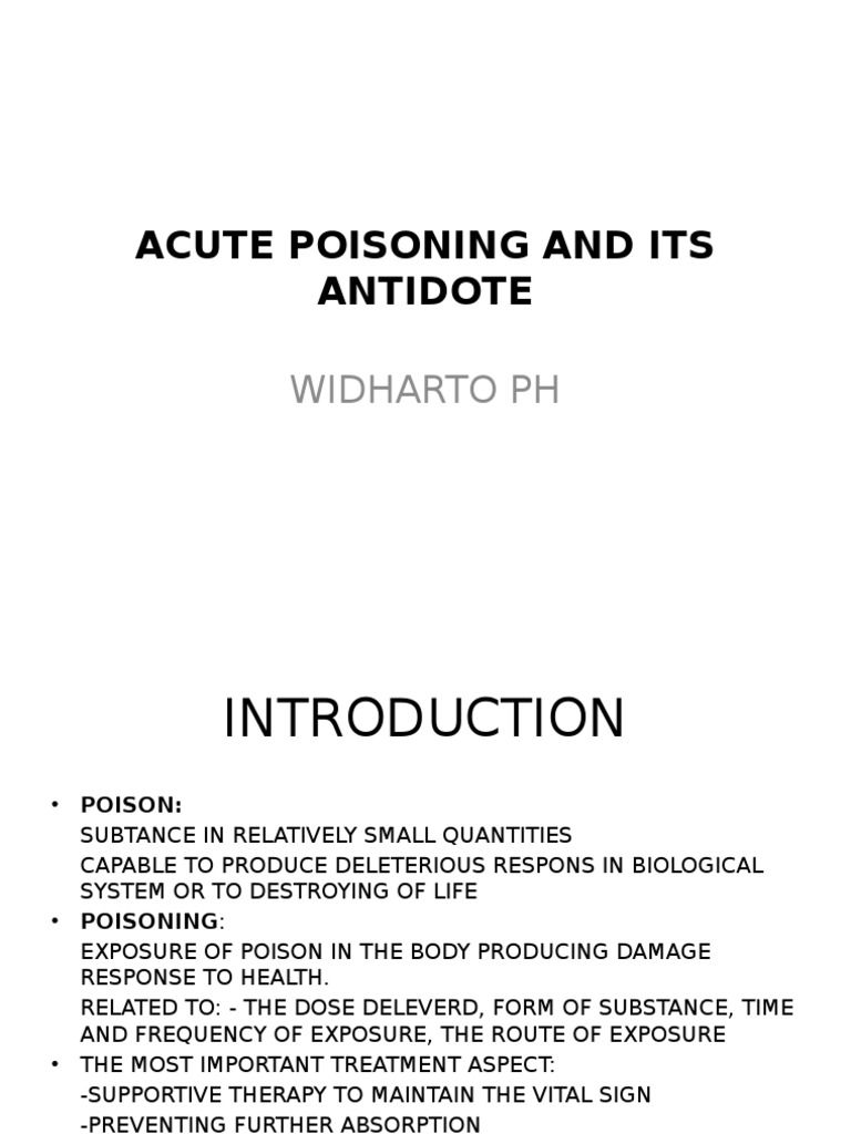 Acute Poisoning And Its Antidote Pptx Cyanide Pesticide