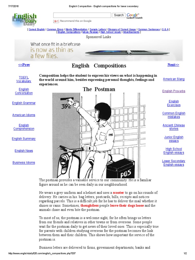 The Important Role of the Postman: A Document Highlighting How Postmen ...