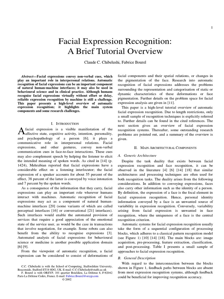 Facial Expression Recognition: A Brief Tutorial Overview: Claude C ...
