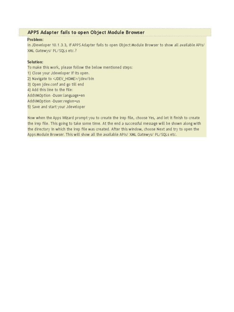 JDeveloper APPS Adapter Fix | PDF