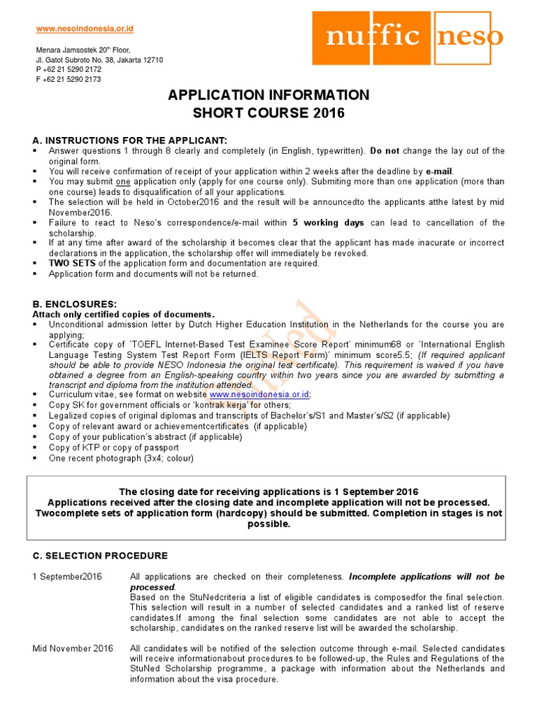 StuNed Short Course Application Guide | PDF | International English ...