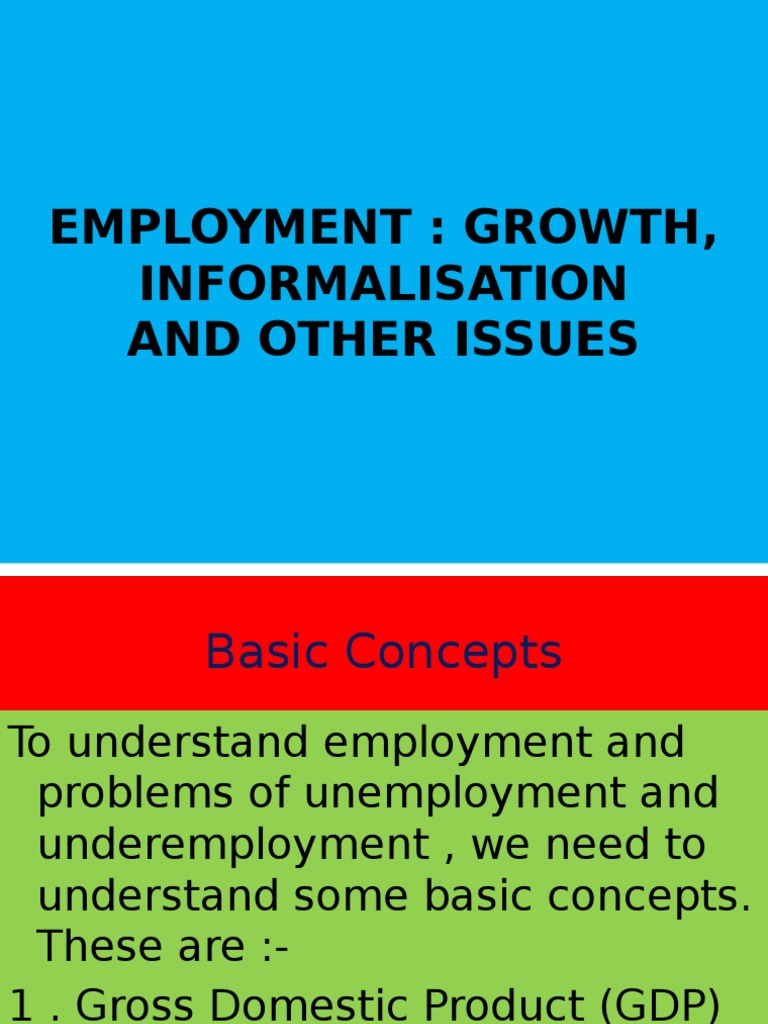 Employment: Growth, Informalisation and Other Issues | PDF | Workforce ...
