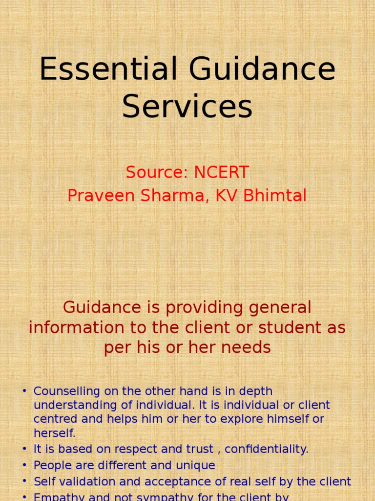Essential Guidance Services Overview | PDF | Psychological Testing ...