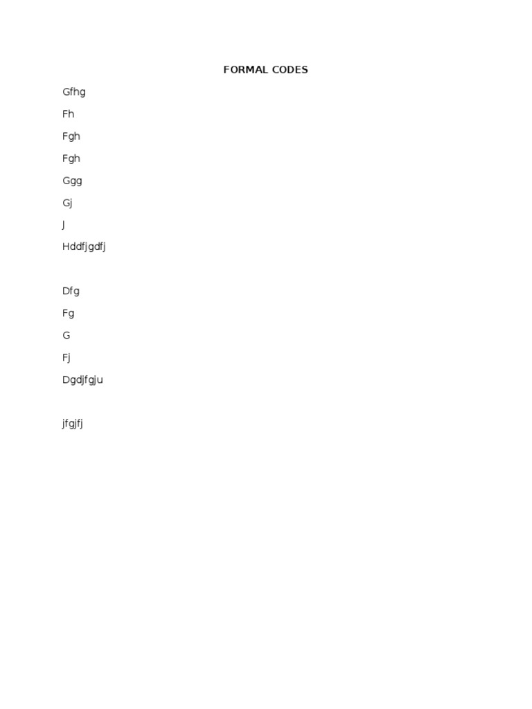 GFHG FH FGH FGH GGG GJ J HDDFJGDFJ: Formal Codes | PDF