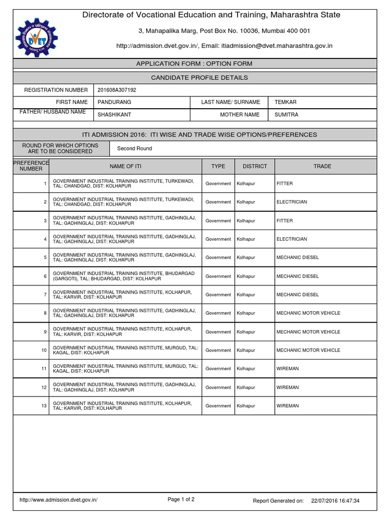 201608A307192 Option Form | PDF | Career And Technical Education ...