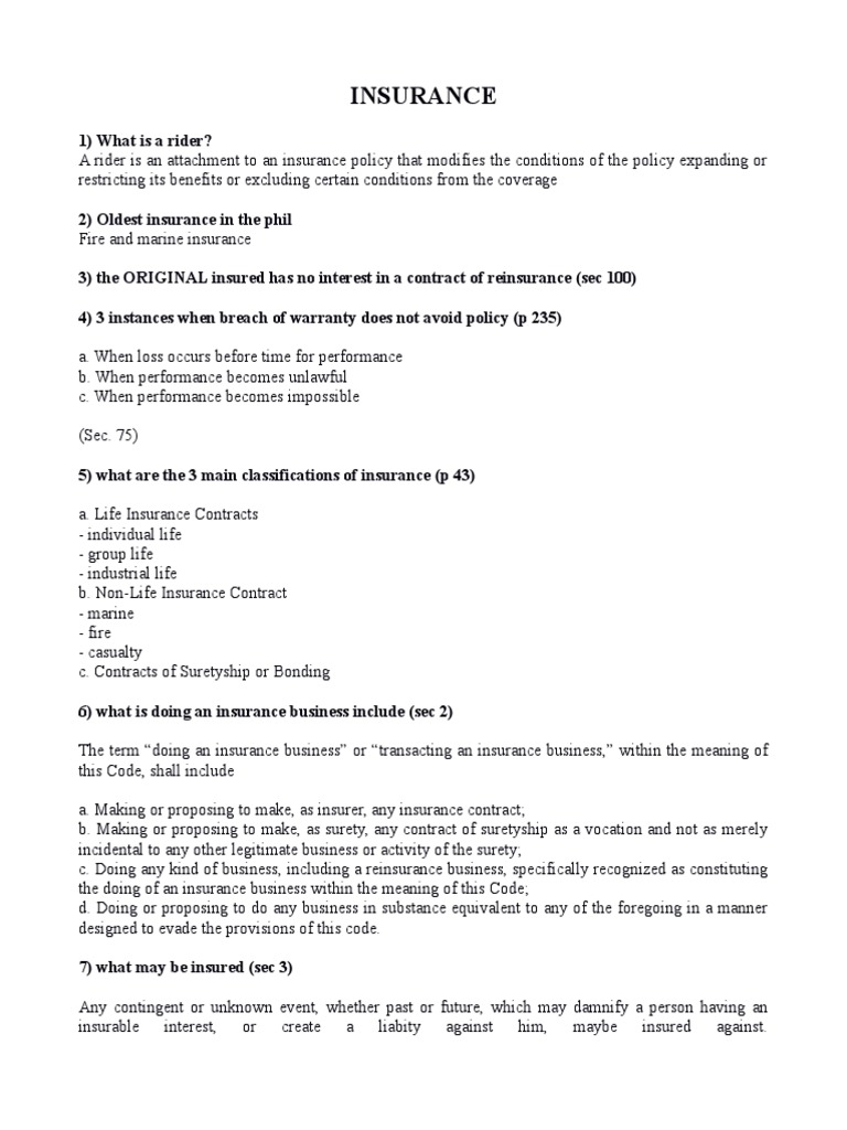 Insurance Questions and Answers | PDF | Reinsurance | Insurance