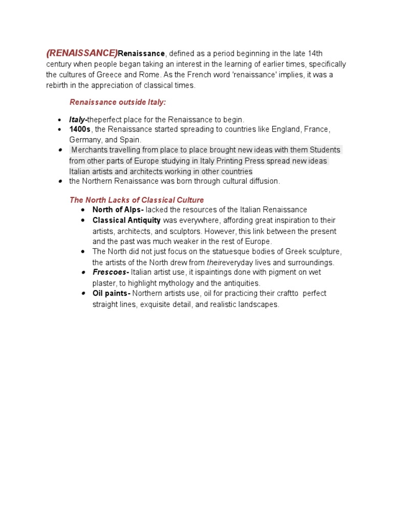 Renaissance and Its Cultural Impact | PDF