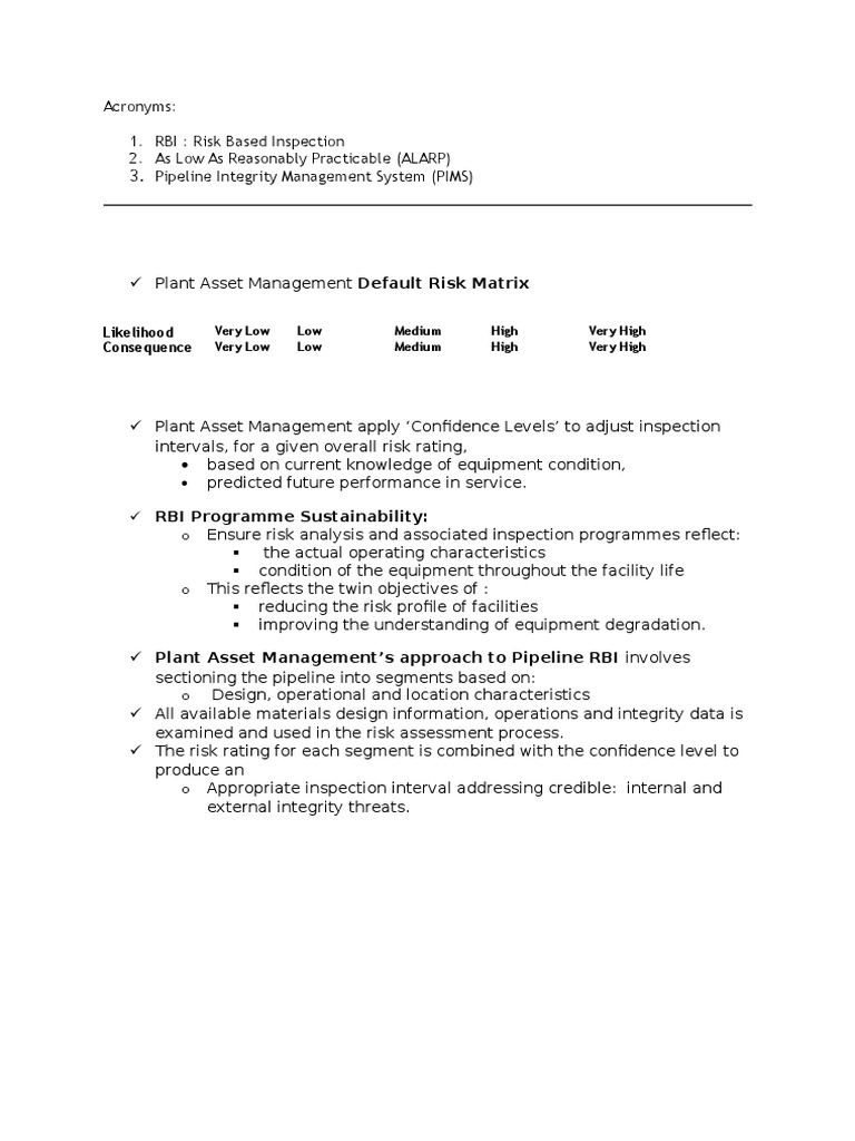 Plant Asset Management Summary | PDF | Risk | Pipeline Transport