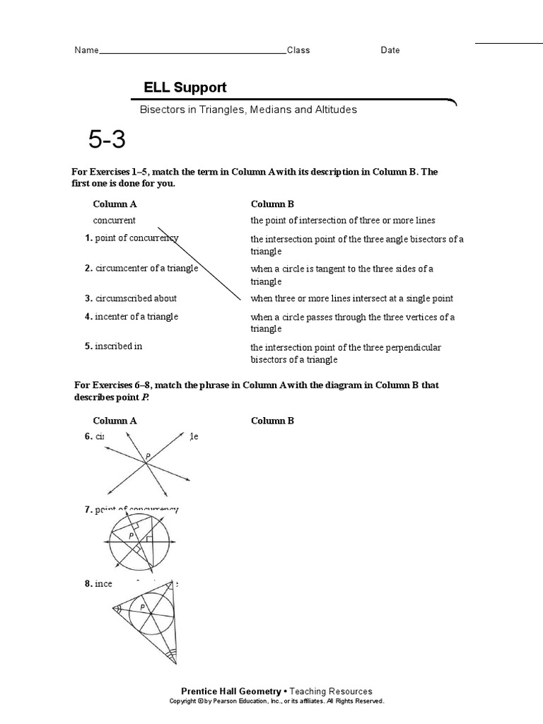ELL Support: Bisectors in Triangles, Medians and Altitudes | PDF ...