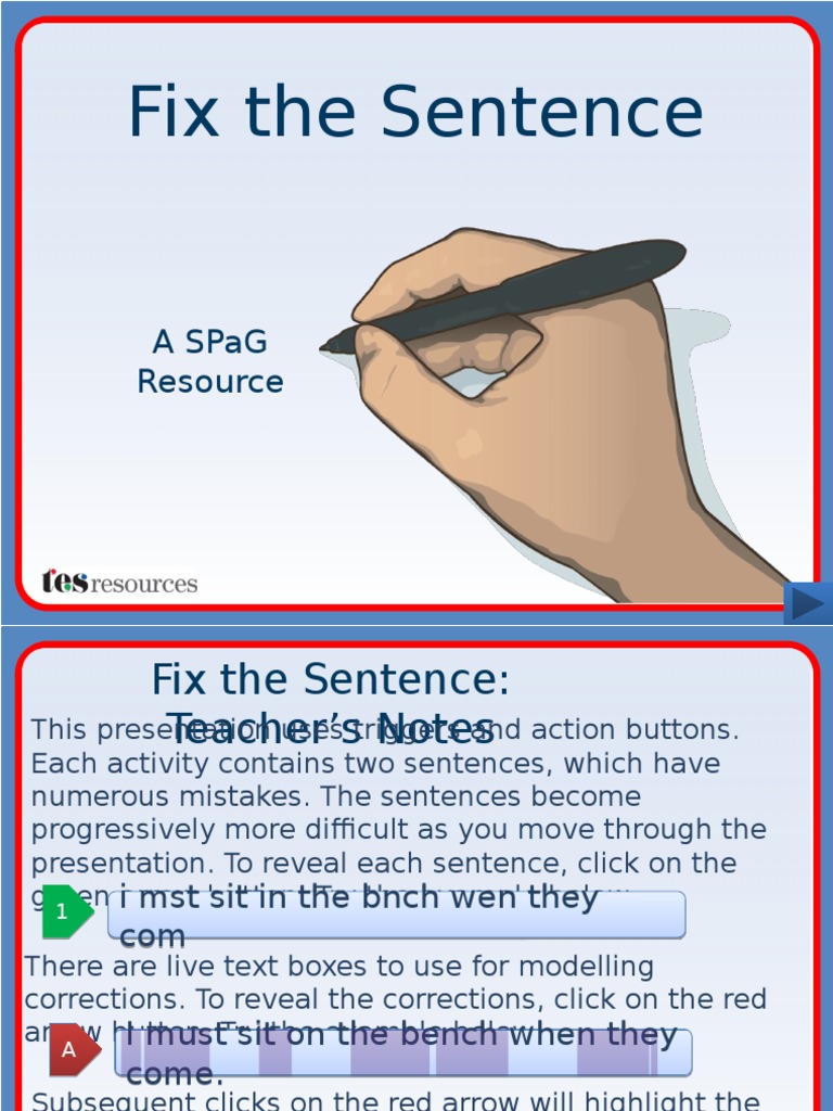 Fix The Sentence 001 | PDF | Leisure | Sports