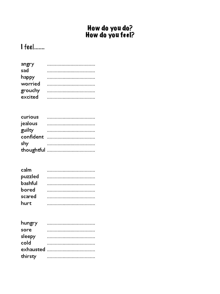 How Do You Do? How Do You Feel? I Feel...... | PDF