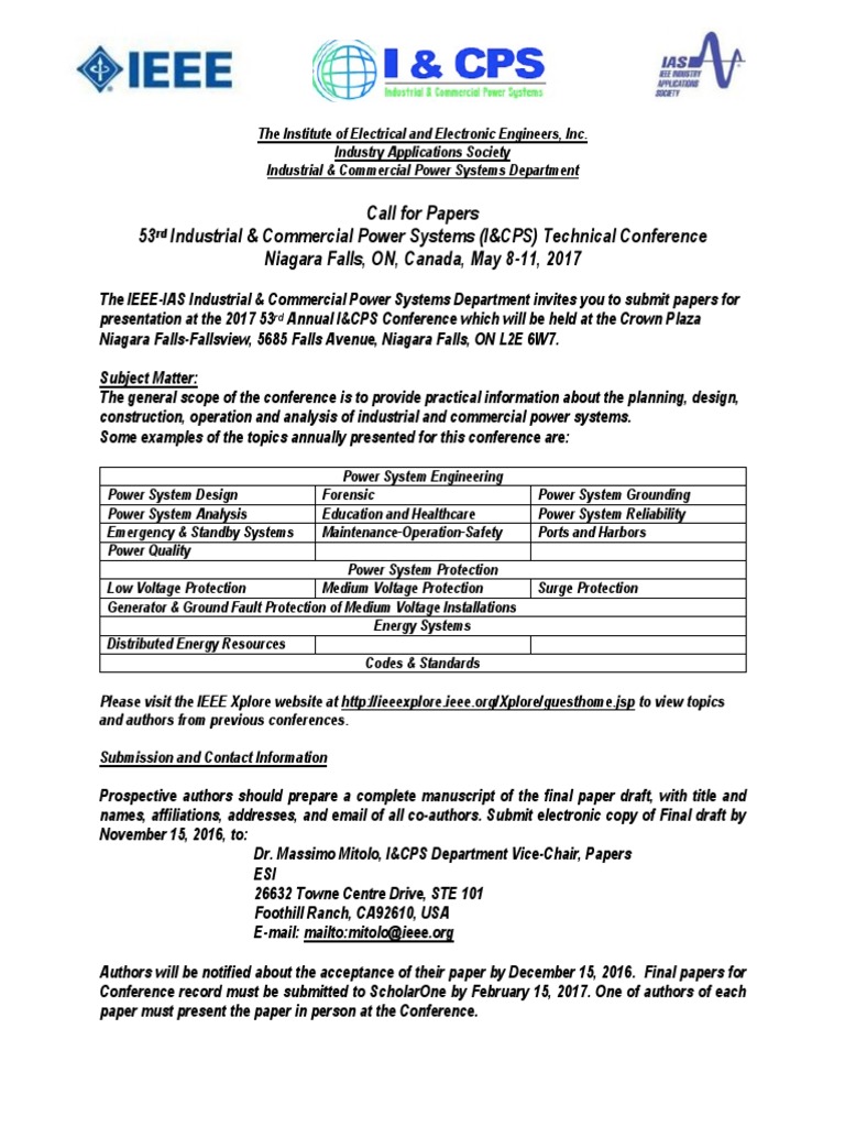 Call for Papers: 2017 I&CPS Conference | PDF | Business | Computers