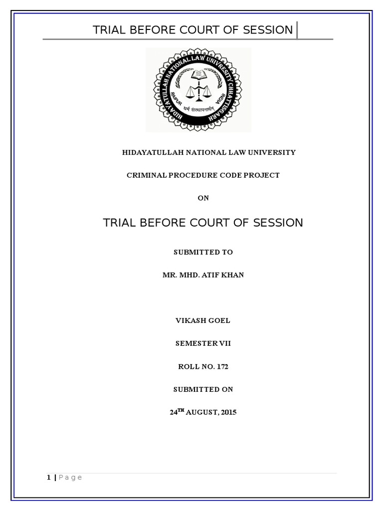Trial Before Court of Session: Hidayatullah National Law University ...