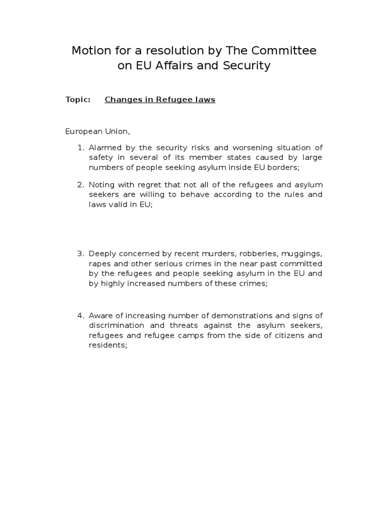 Motion For A Resolution by The Committee On EU Affairs and Security ...