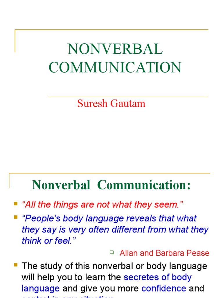 Understanding Nonverbal Communication | PDF | Nonverbal Communication ...