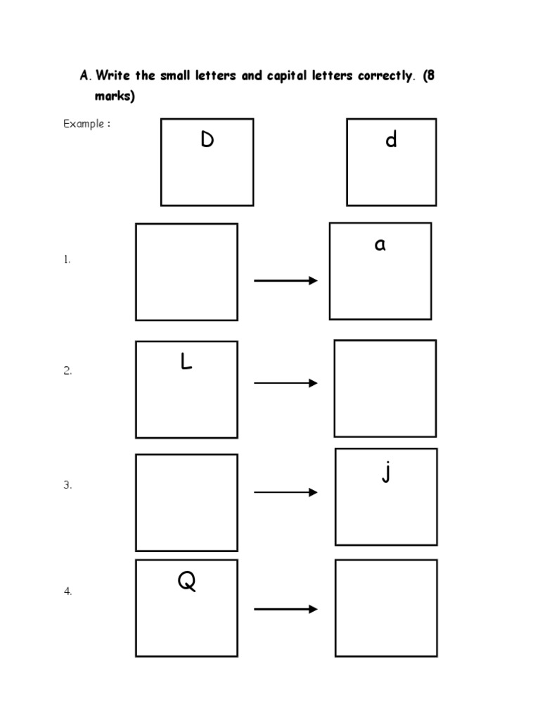 A.Write The Small Letters and Capital Letters Correctly. (8 Marks) | PDF