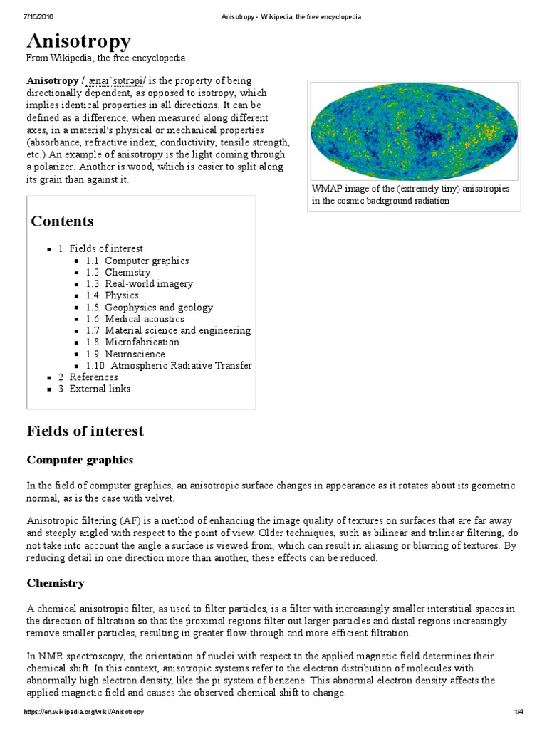 Anisotropy: From Wikipedia, The Free Encyclopedia | PDF | Anisotropy ...