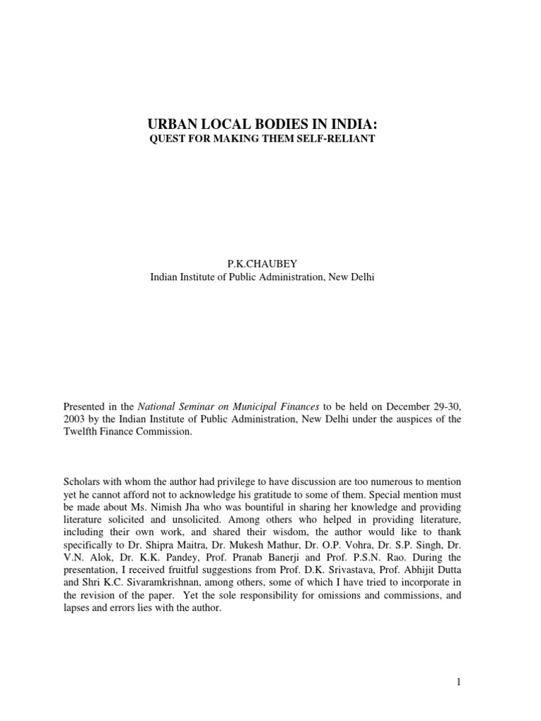 Chaubey Ulb | PDF | Public Good | Devolution