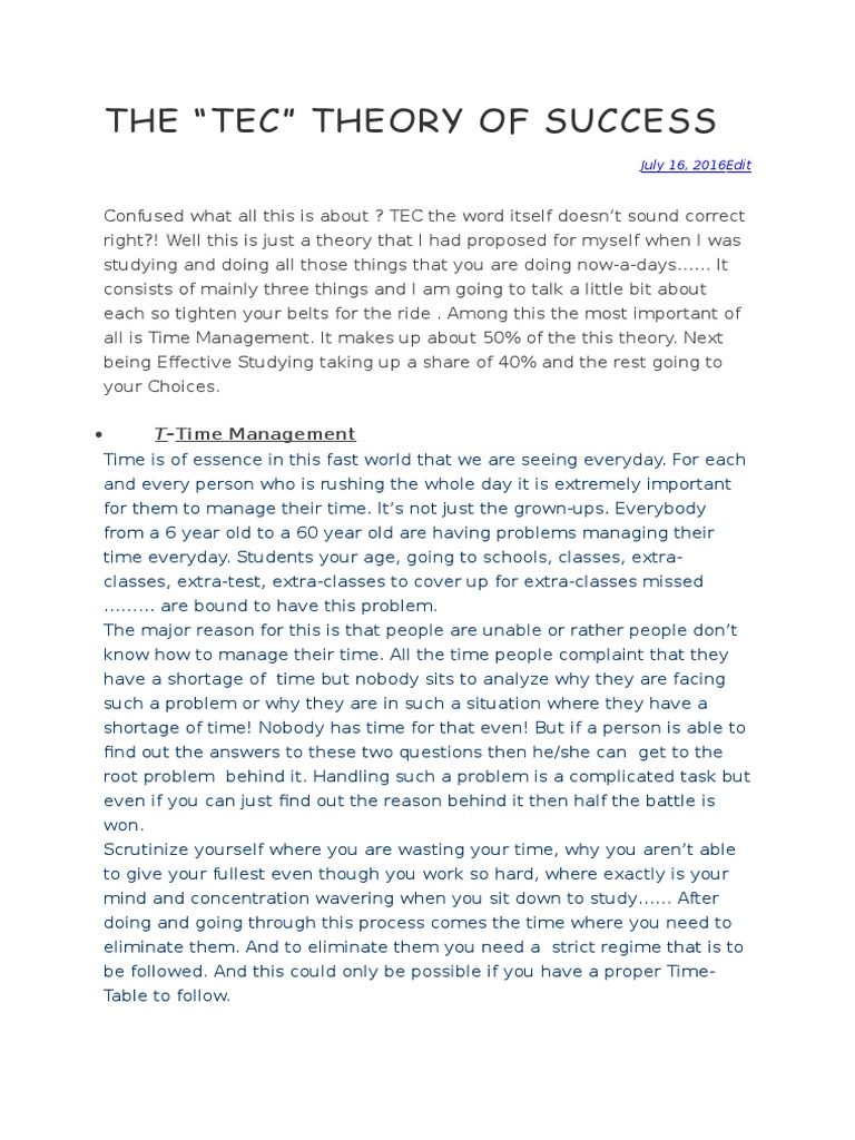 Tec Theory of Success | PDF | Mind | Truth