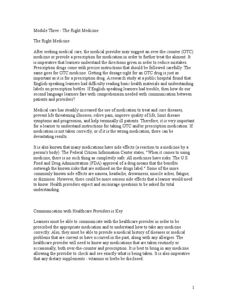 Understanding Medicine Usage and Safety | PDF | Over The Counter Drug ...