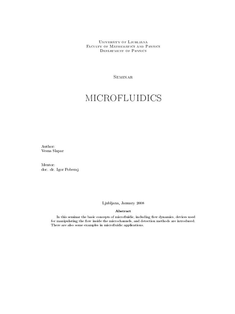 Microfluidics Final | PDF | Mass Spectrometry | Reynolds Number