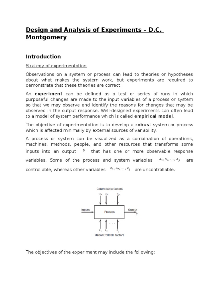 Design and Analysis of Experiments | PDF | Experiment | Design Of ...
