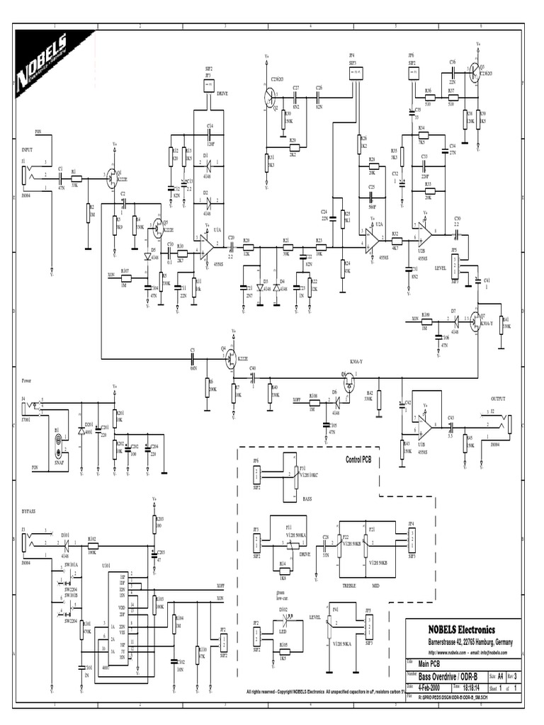 Bass Overdrive ODR-B Schematic | PDF