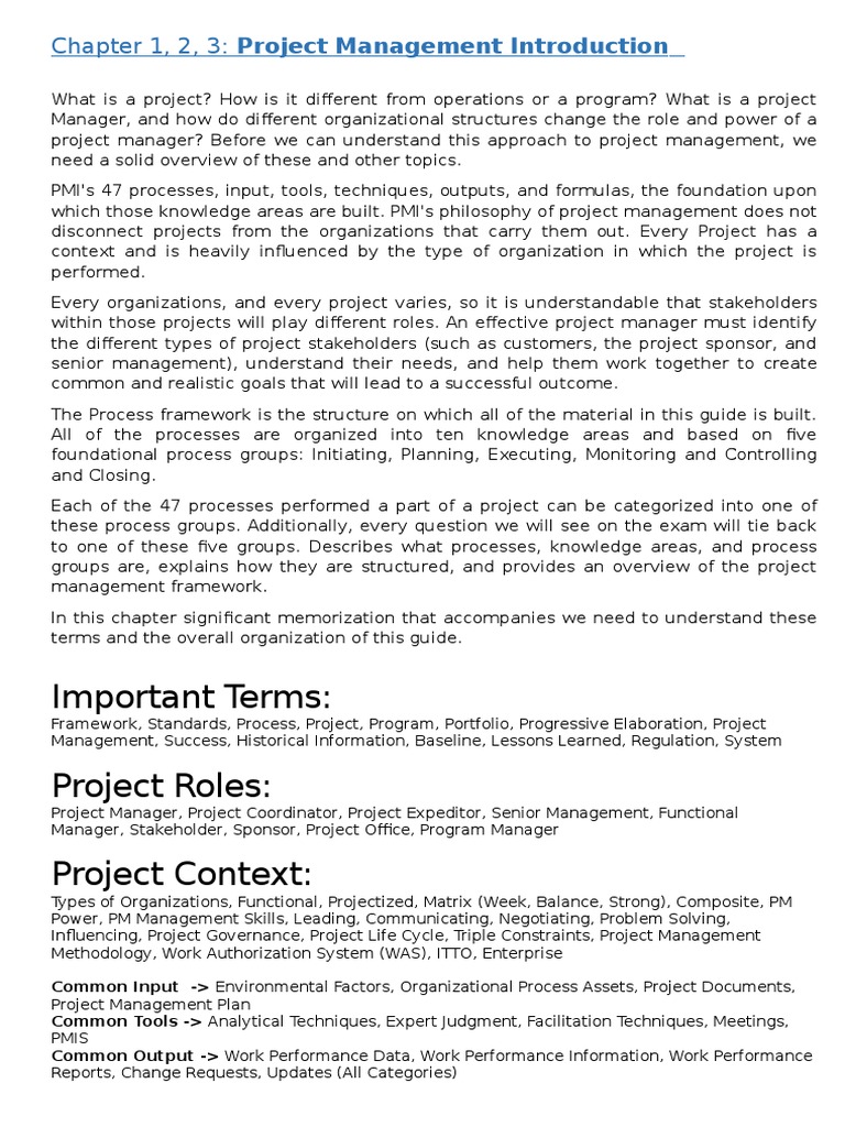 Important Terms: Project Roles: Project Context | PDF | Project ...