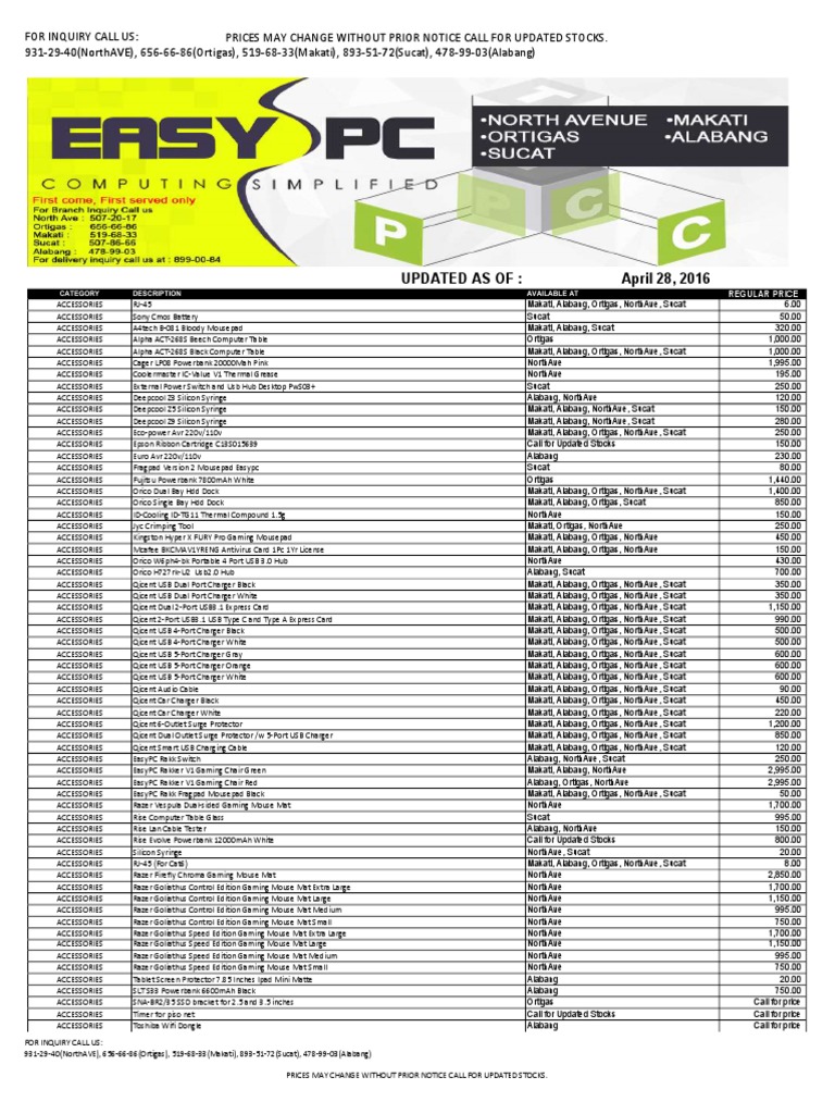 Pricelist | PDF | Laptop | Hard Disk Drive