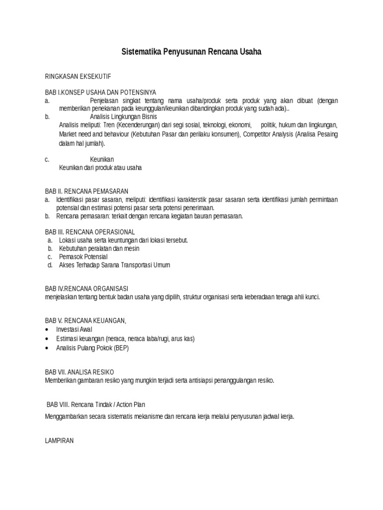 Rencana Usaha: Strategi dan Analisis | PDF